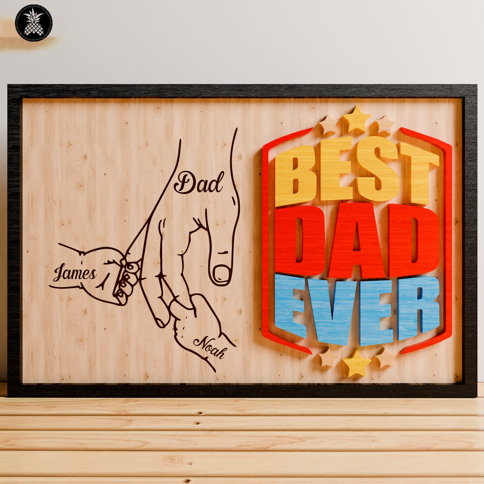 Laser Cut SVG, Personalized Best Dad Ever Hand Sign Svg, Fathers Day ...