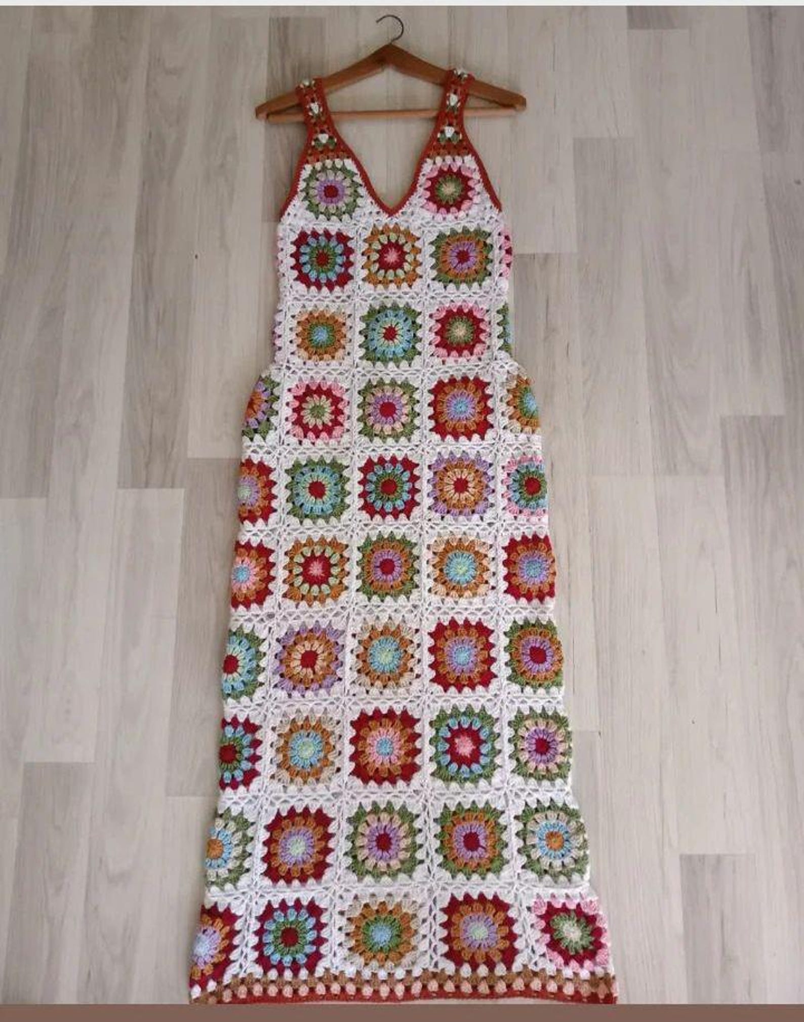 Crochet Granny Square Dress: Handmade Cotton Maxi Hippie Dress - Etsy