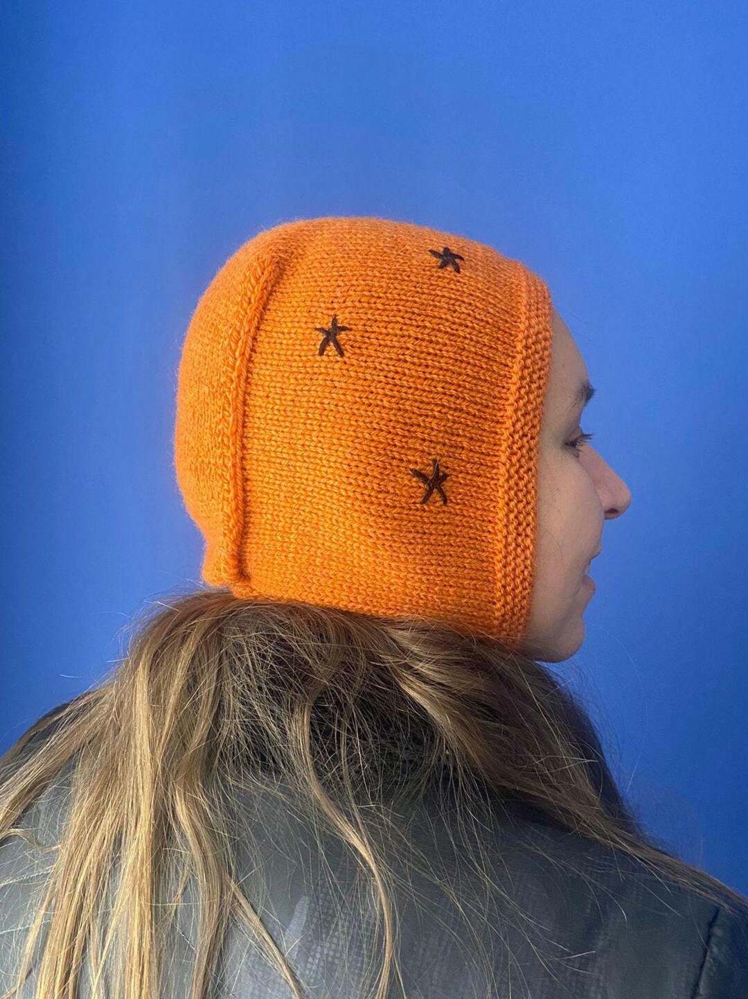 Hand Knitted Tie Bonnet, Handmade Winter Warm Hat, Crochet Balaclava ...