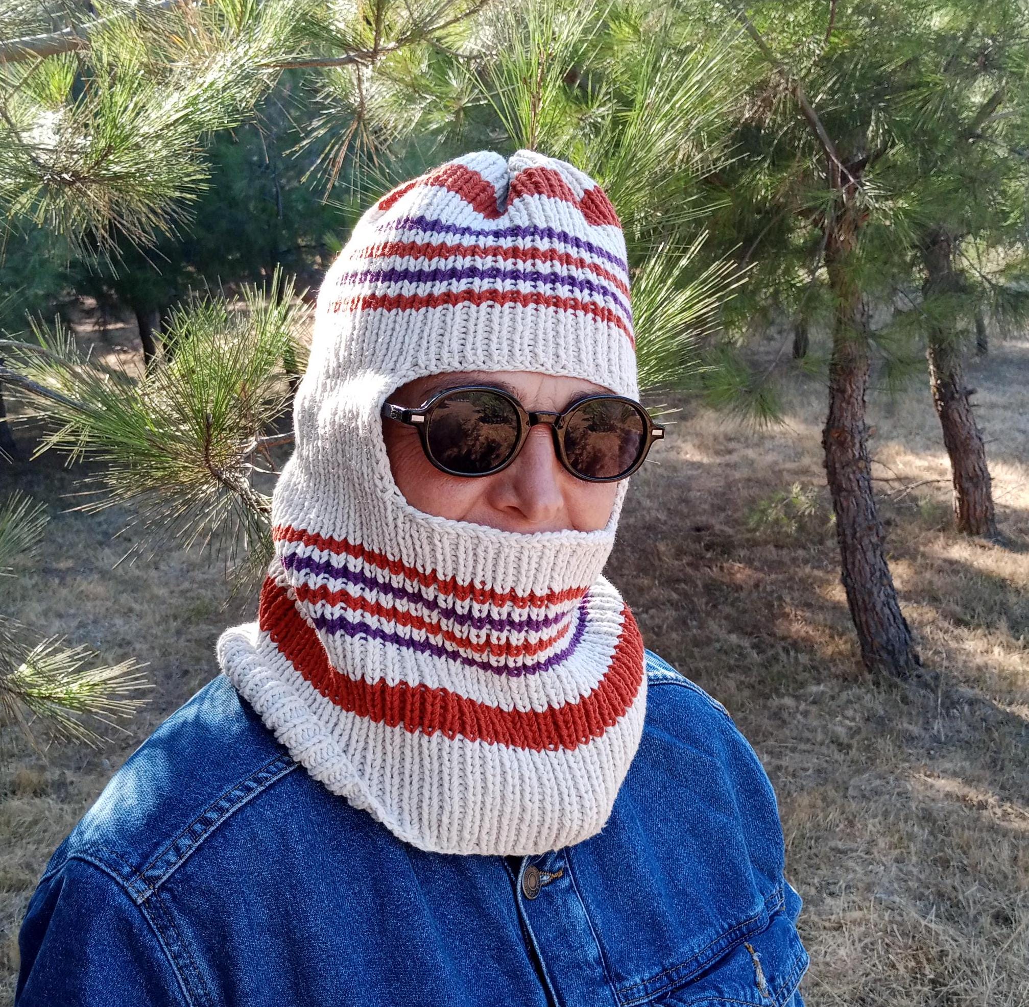 Handknitted Face Mask, Winter Full Face Mask, Crochet Ski Mask, Face ...