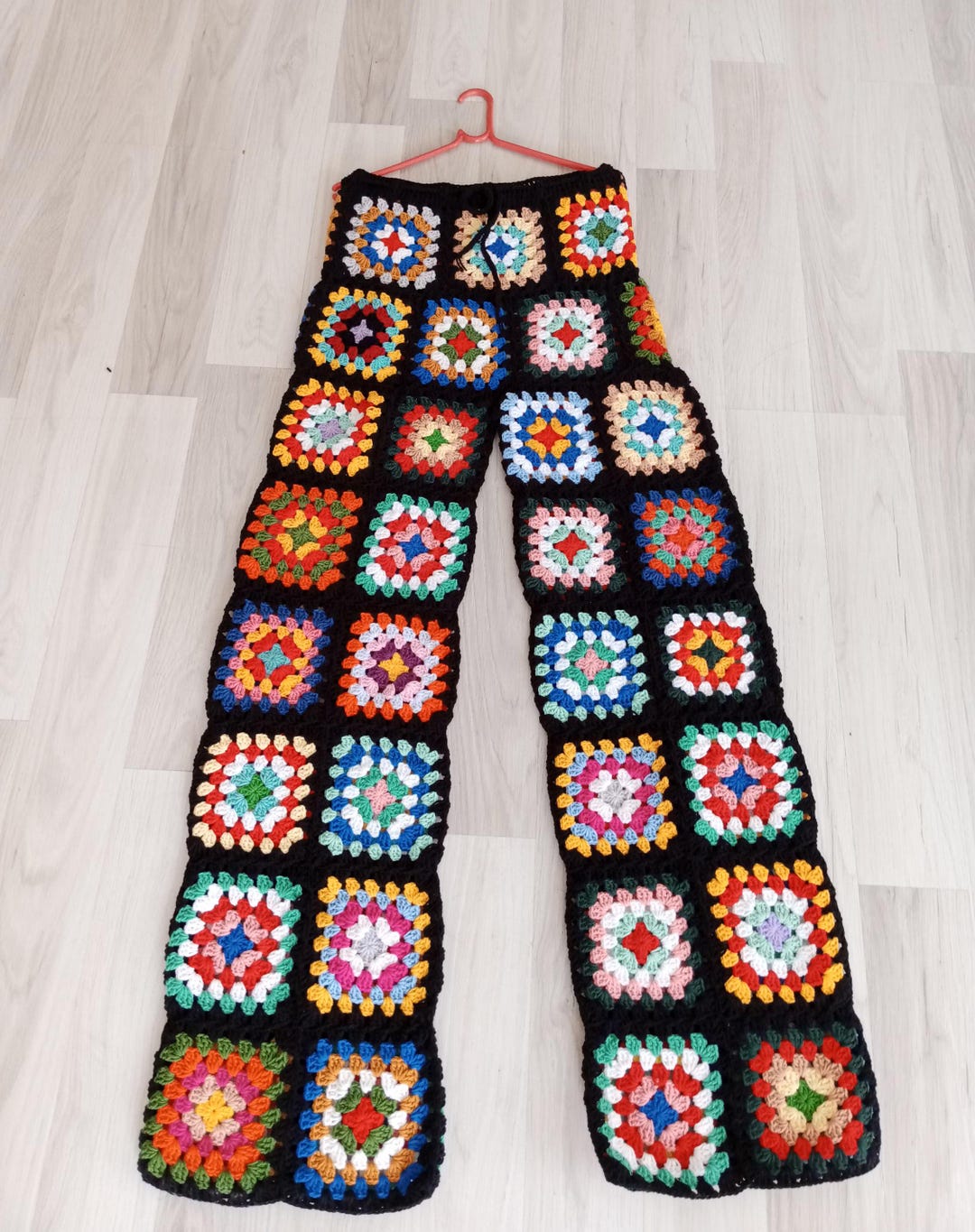Handmade Crochet Granny Square Pants: Colorful Cotton Trousers - Etsy