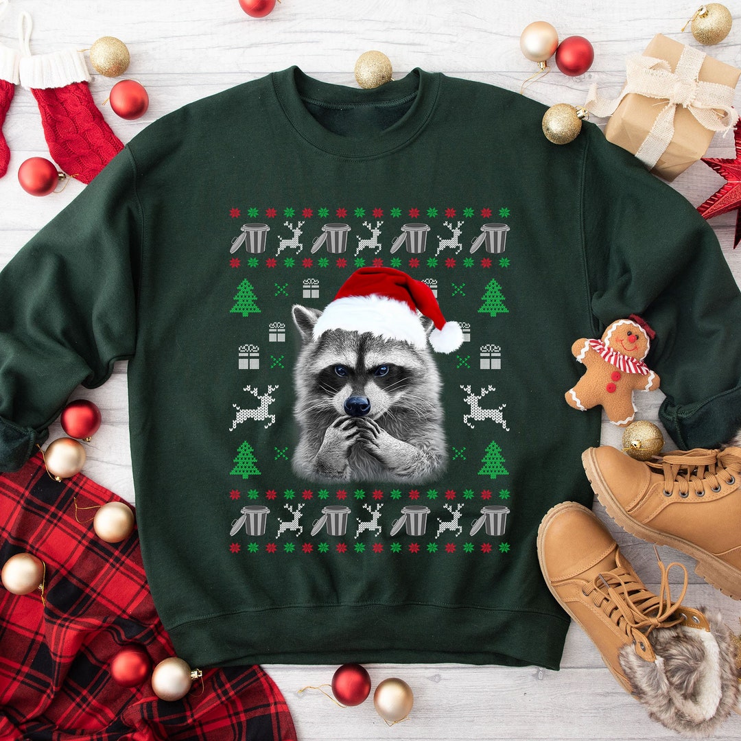 Raccoon Ugly Christmas Shirt Raccoon Santa Hat Shirt - Etsy