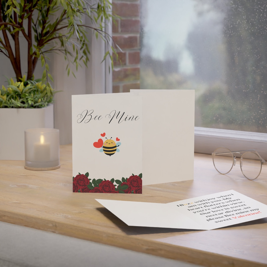 Bee Mine Poem Valentines Day Card for Him or Her, Sweet Valentines Card ...