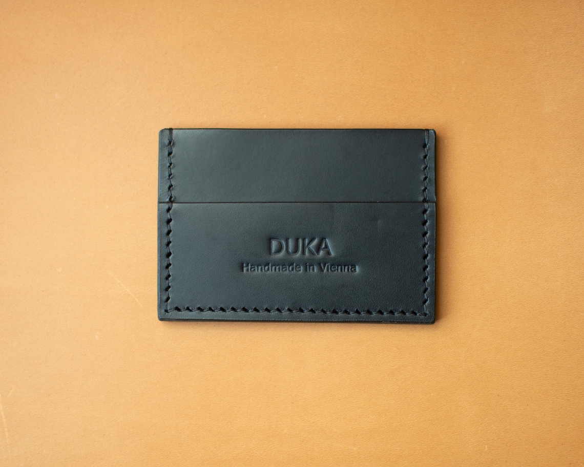 Handmade Leather Card Holder, Mini Wallet, Minimalist Small Black ...
