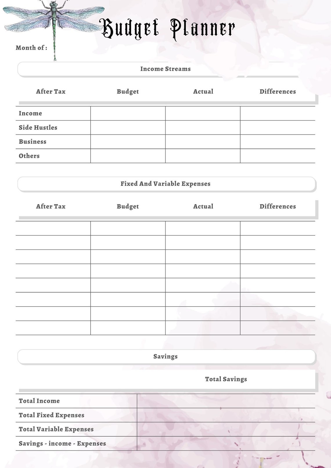 Budget Planner, Printable Budget Planner, Instant Download, Digital ...
