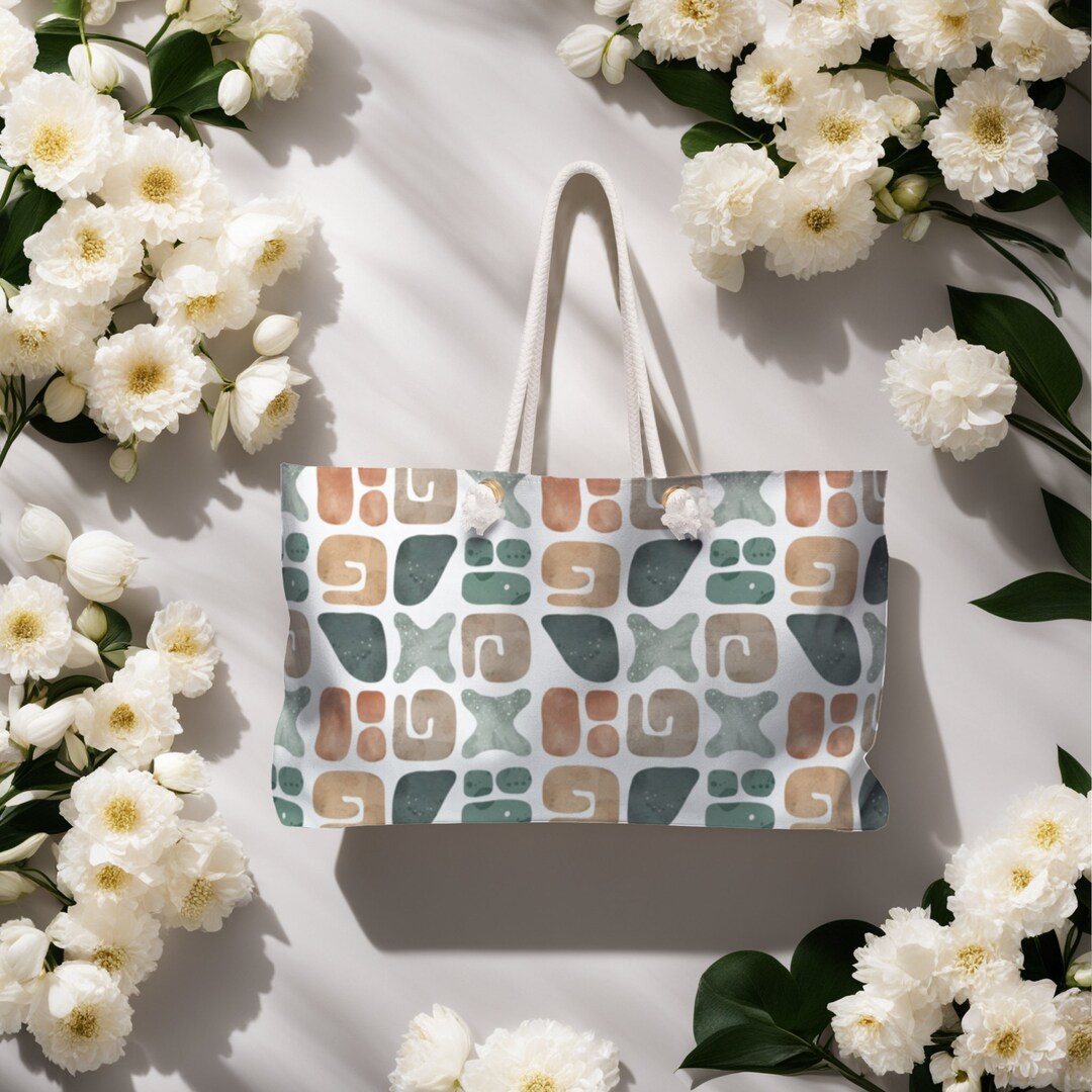 Retro Geometric Weekender Bag, Travel Bag, Overnight Bag, Weekend ...