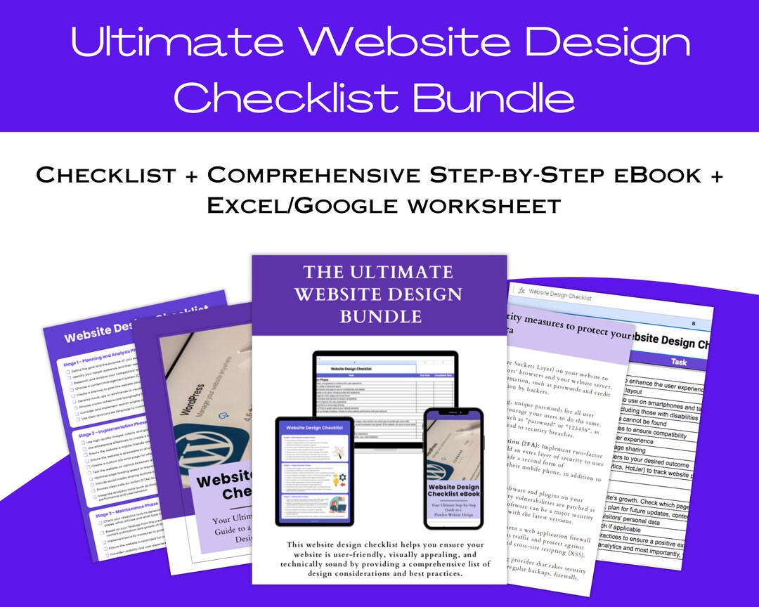 Ultimate Website Design Checklist, Web Design Ebook, Excel/google ...