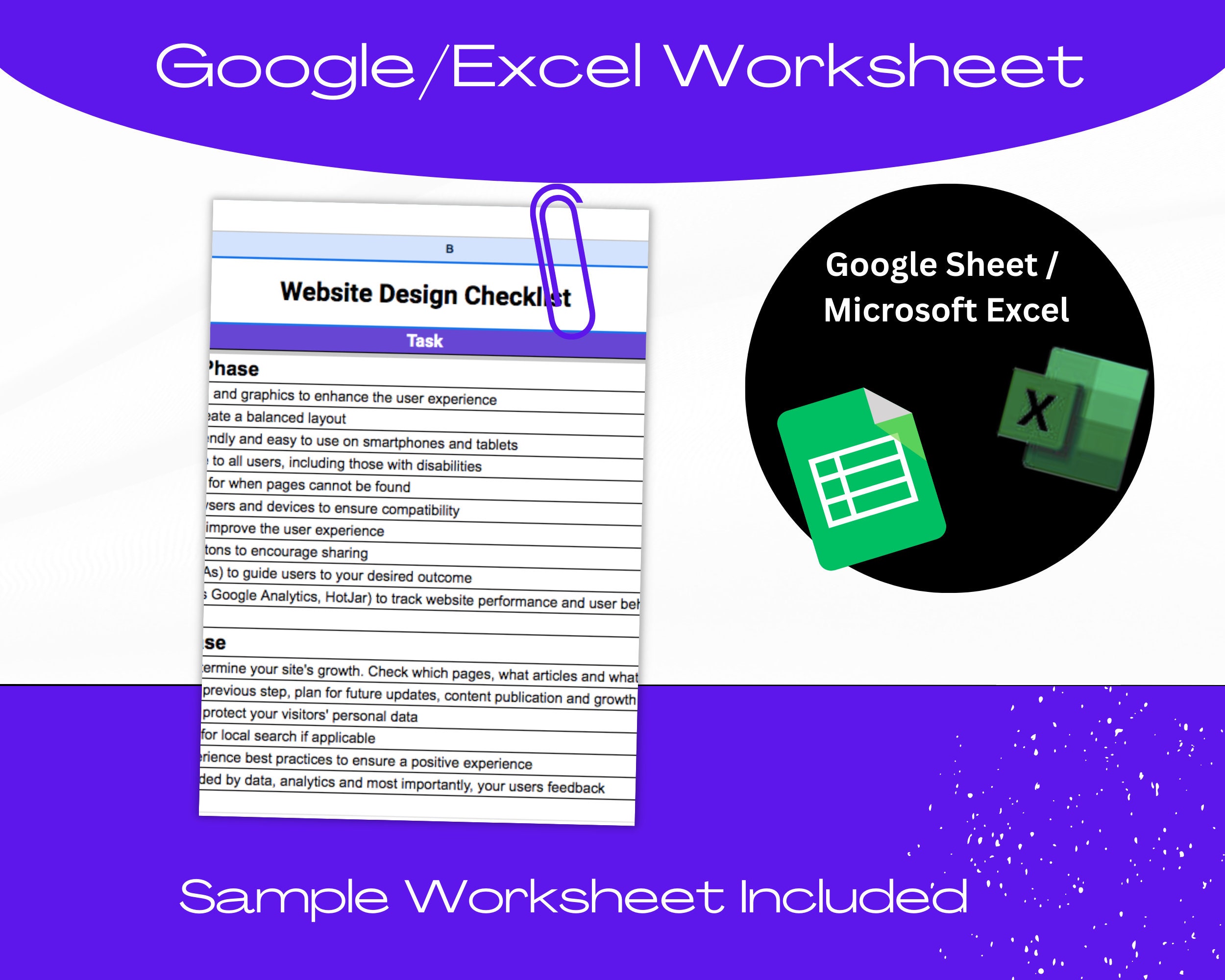 Ultimate Website Design Checklist, Web Design Ebook, Excel/google ...