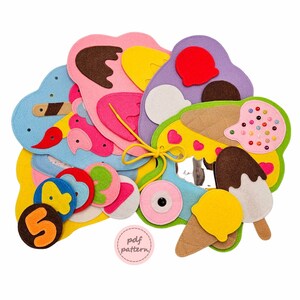 Ice Cream Quiet Book Pattern, Felt Ice Cream Counting Activity, Busy ...