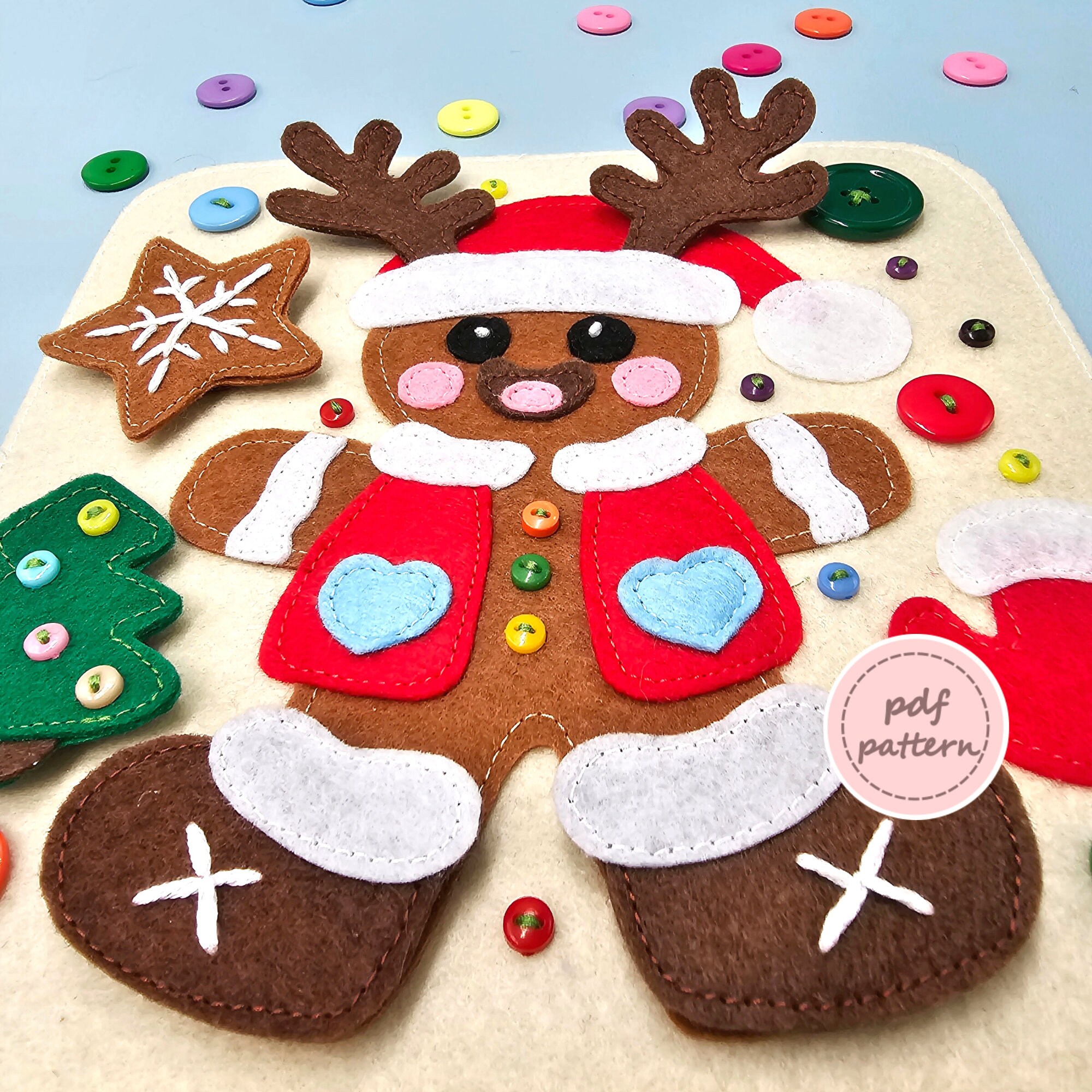 Christmas Quiet Book Pattern PDF & Tutorial, Felt Gingerbread Man Busy ...