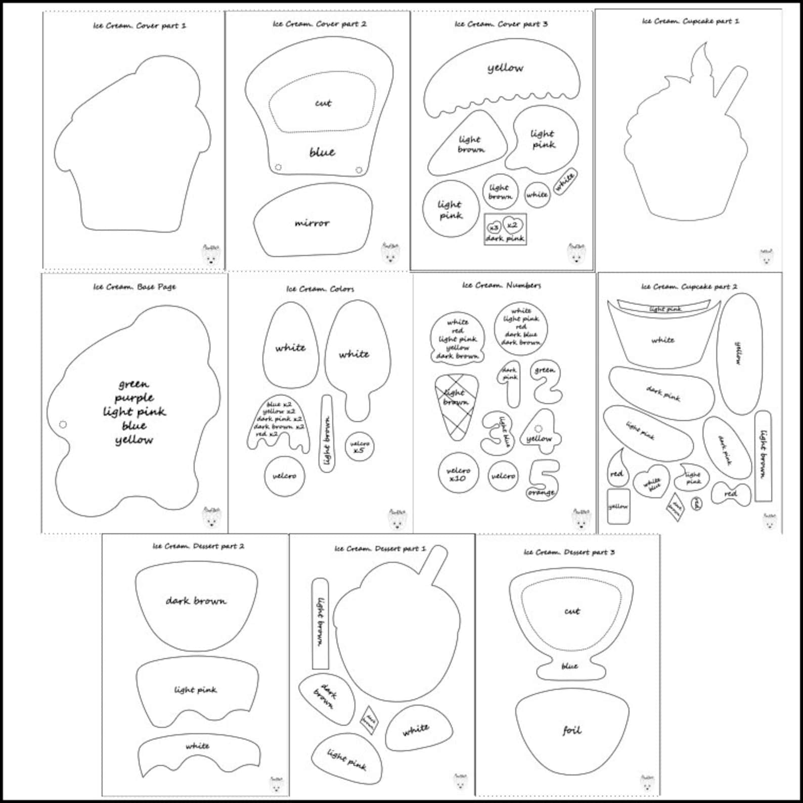 Ice Cream Quiet Book Pattern, Felt Ice Cream Counting Activity, Busy ...
