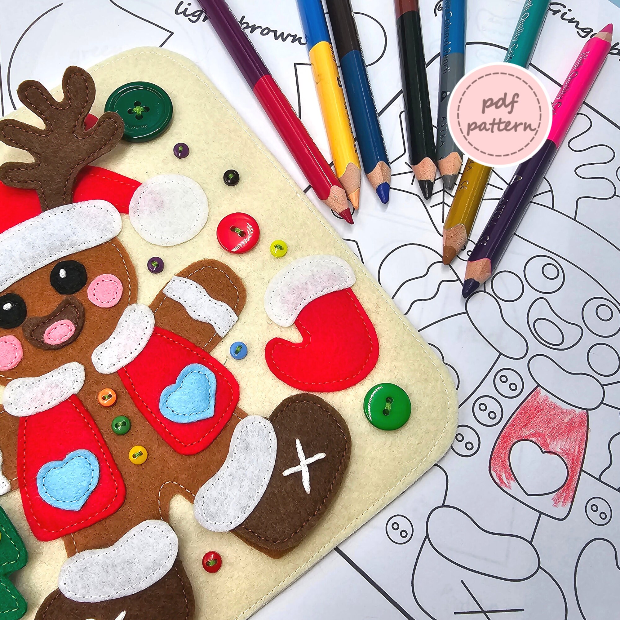Christmas Quiet Book Pattern PDF & Tutorial, Felt Gingerbread Man Busy ...