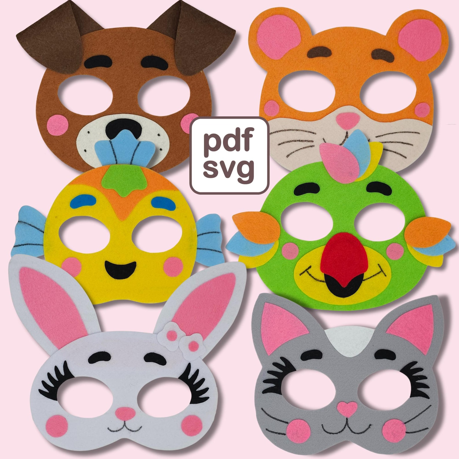 Felt Animal Mask Pattern for Kids: DIY No Sew Masks (PDF & SVG) - Etsy