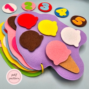 Ice Cream Quiet Book Pattern, Felt Ice Cream Counting Activity, Busy ...
