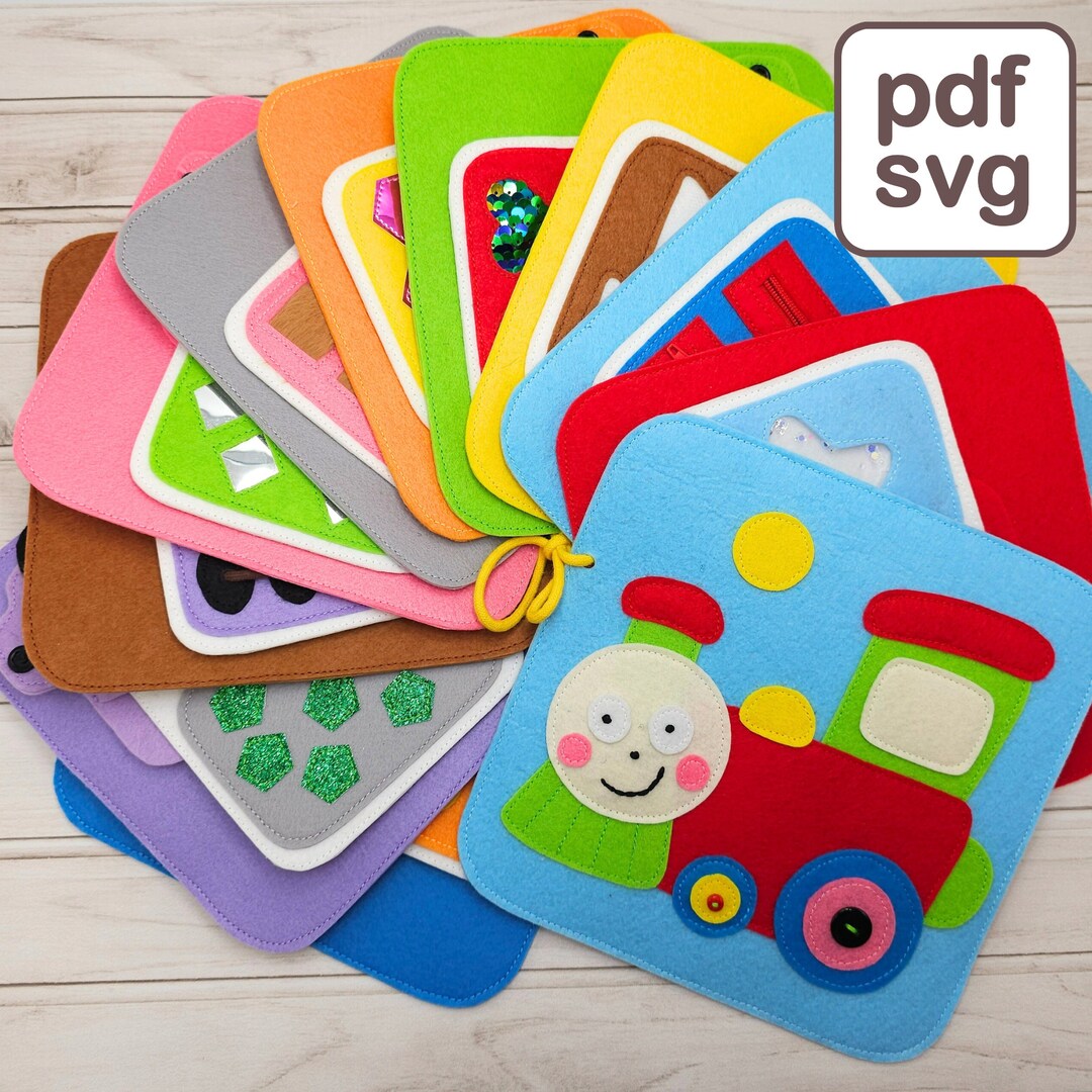 Sensory Train Quiet Book Pattern: Felt Montessori Activity (PDF & SVG ...