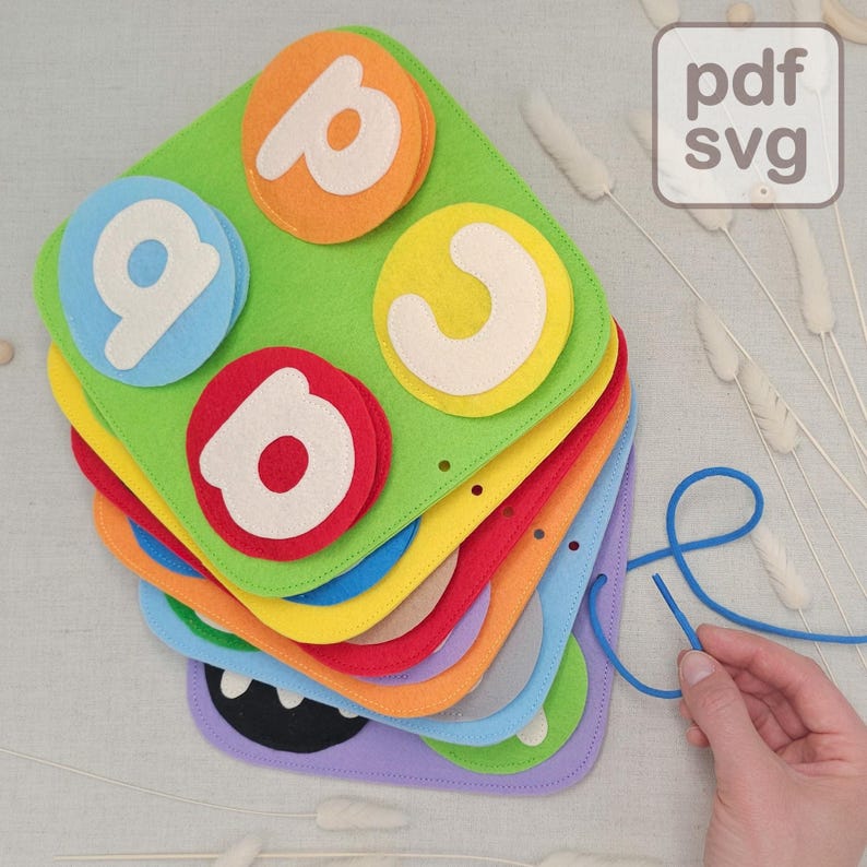 Alphabet Quiet Book PDF & SVG Pattern – Felt Animal Match and Color ...