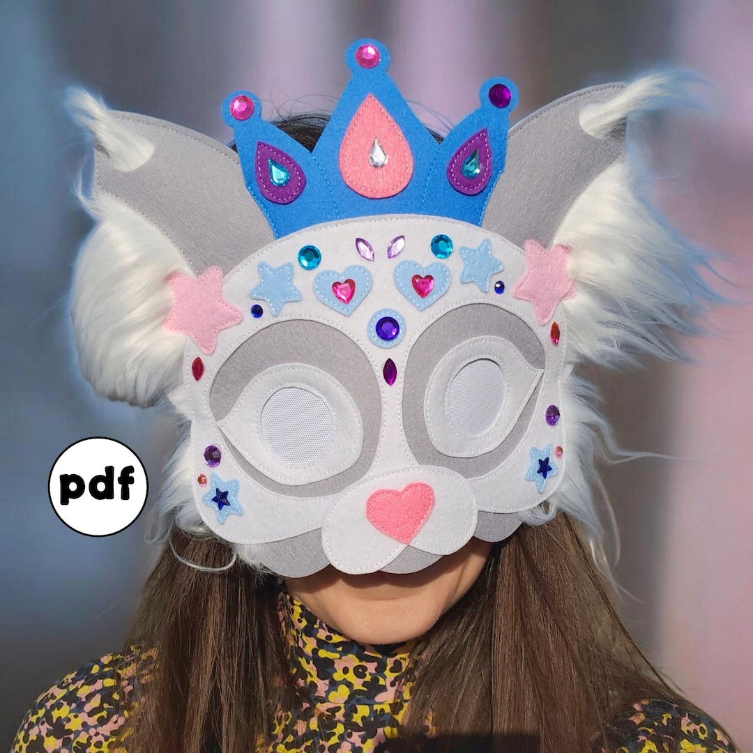 Fantasy Cat Mask PDF Pattern – DIY Animal Mask for Cosplay, Therian ...