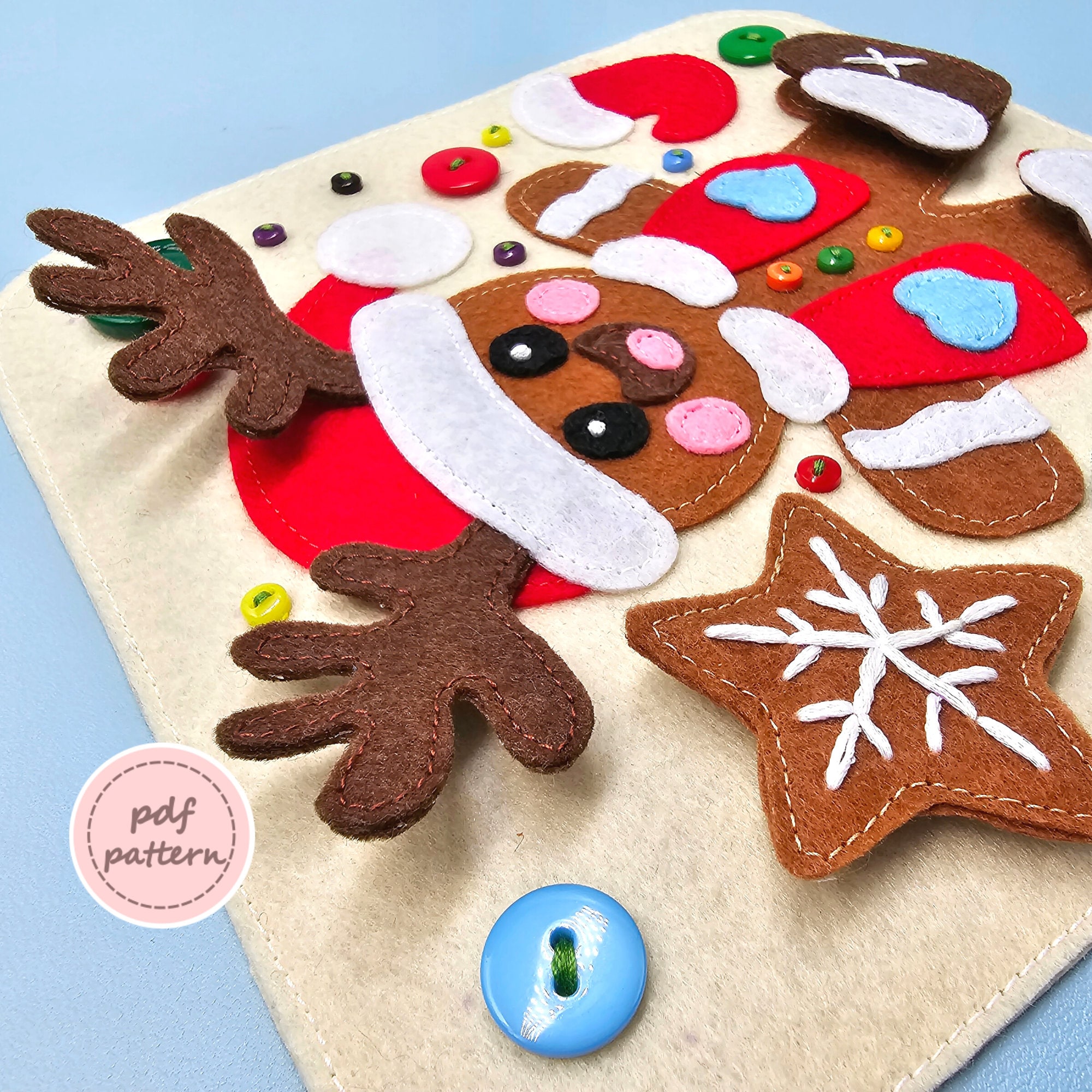 Christmas Quiet Book Pattern PDF & Tutorial, Felt Gingerbread Man Busy ...