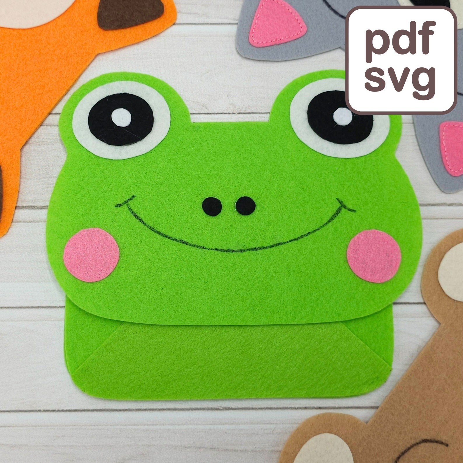 Felt Animal Envelopes Pattern: Bear, Fox, Frog, Cat (PDF & SVG) - Etsy