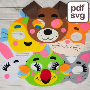 Felt Pet Animal Mask Pattern for Kids, DIY No Sew Animal Mask Pattern ...