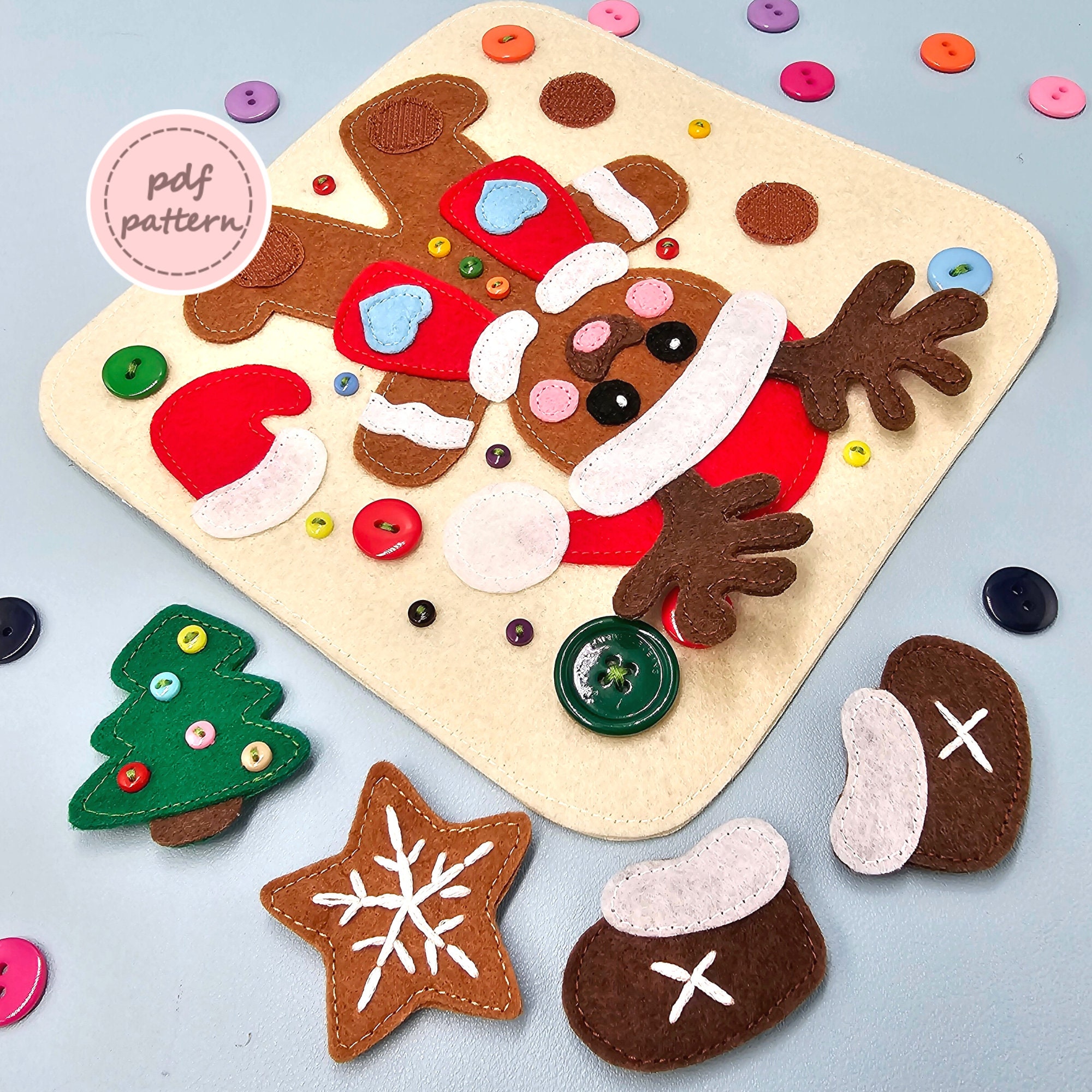 Christmas Quiet Book Pattern PDF & Tutorial, Felt Gingerbread Man Busy ...