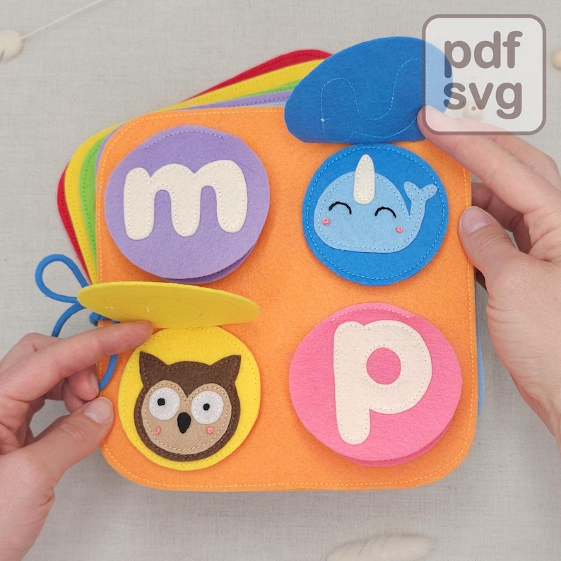 Alphabet Quiet Book PDF & SVG Pattern – Felt Animal Match and Color ...