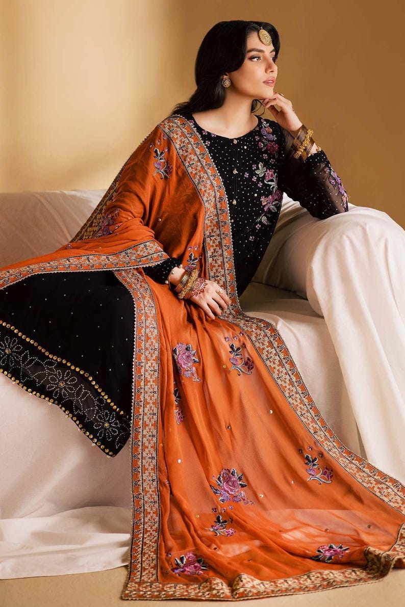 Nureh Pakistani 3pc Designer Chiffon Mukesh Suit | Desi Indian ...