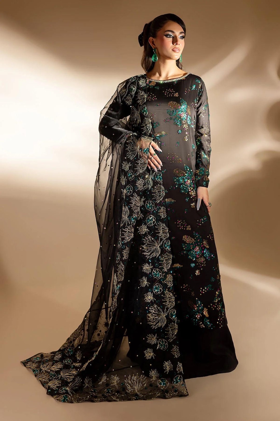 Embroidered Silk Shalwar Kameez: Pakistani Designer Dress - Etsy