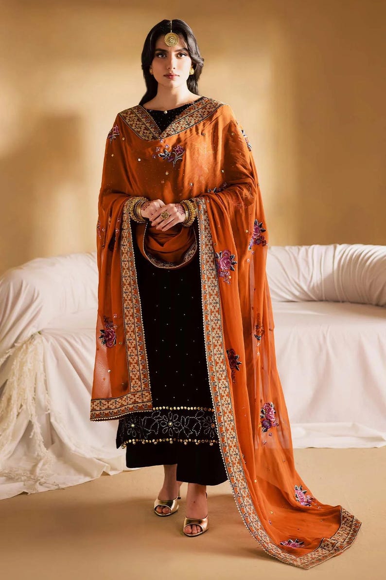 Nureh Pakistani 3pc Designer Chiffon Mukesh Suit | Desi Indian ...