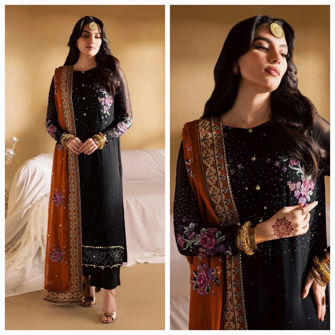 Nureh Pakistani 3pc Designer Chiffon Mukesh Suit | Desi Indian ...