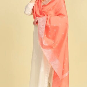Banarasi Silk Dupatta With Silver Border - Etsy