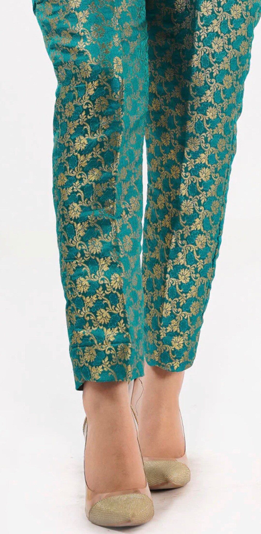 Green and Gold Jamawar Trouser - Etsy