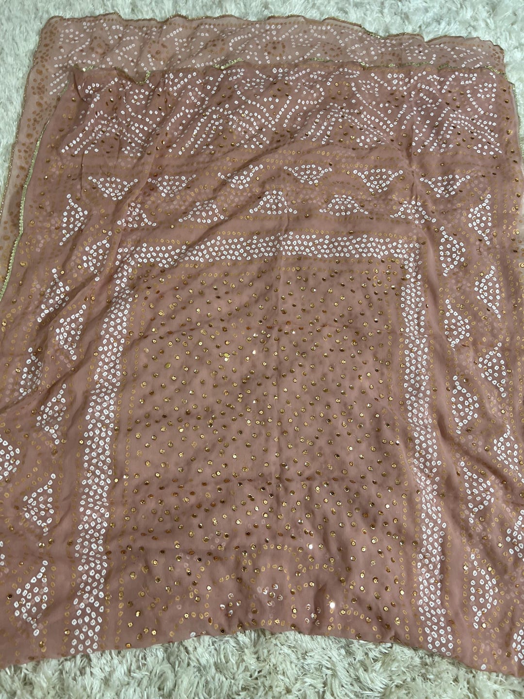 Elegant Peachy Pink Color Chunri Chiffon Dupatta With Gotta Lace ...