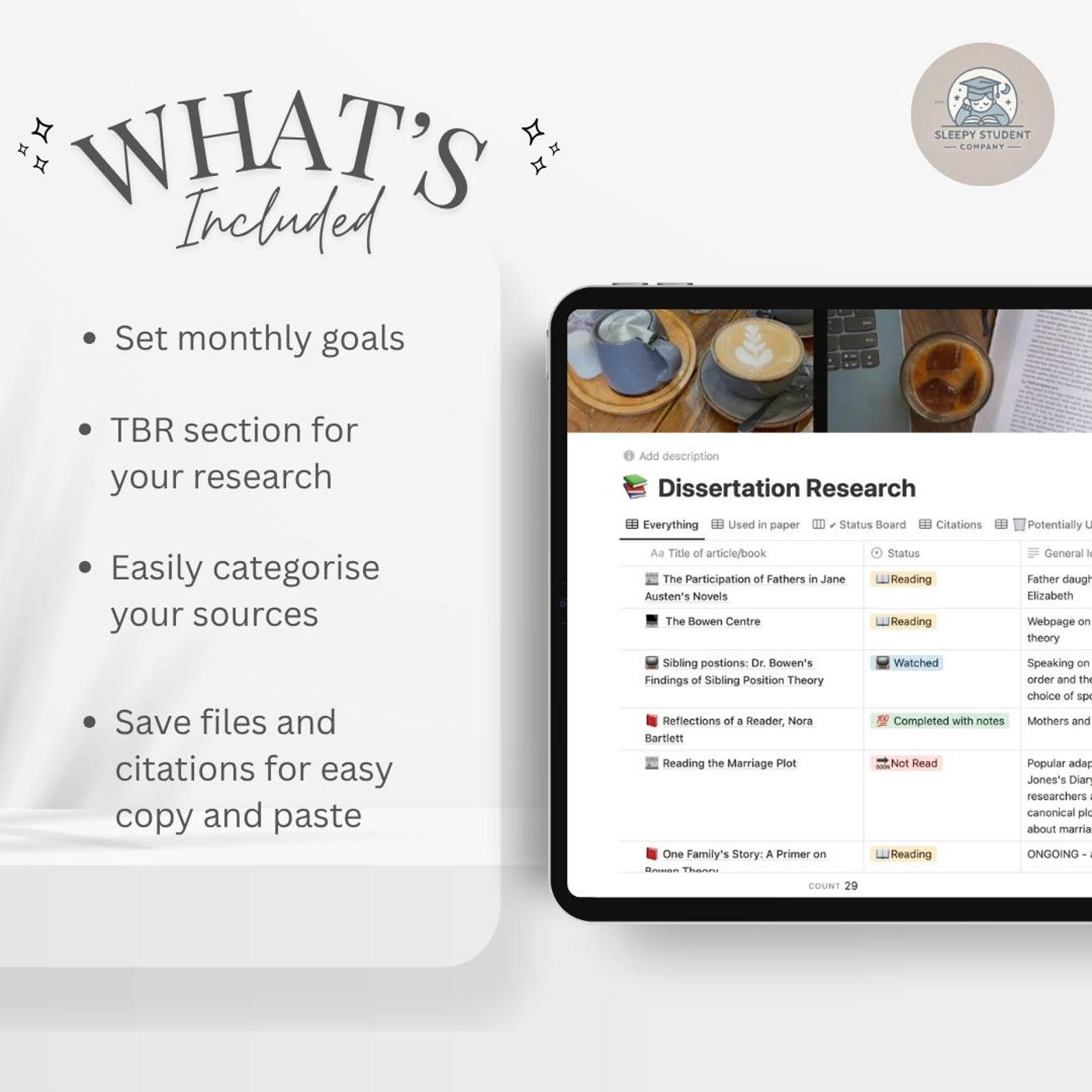 Dissertation Research Planner: Notion Template for University Students ...