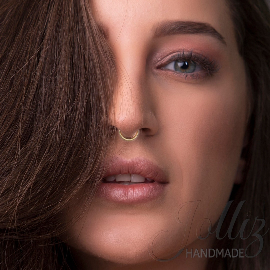 Clip on Tribal Septum Ring - Thin 20g 14 Gold Filled Faux Septum ...