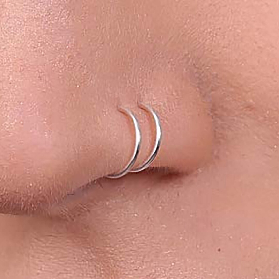 Double Spiral Nose Hoop 925 Double Hoop Nose Ring Silver Spiral Nose ...