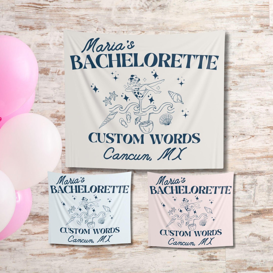 Custom Beach Bachelorette Back Drop Beach Bachelorette Tapestry ...