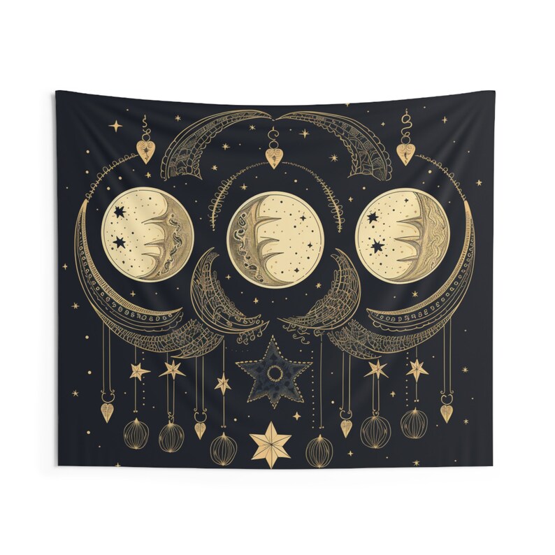 Triple Moon Celestial Moon Phase Wall Tapestry - Etsy
