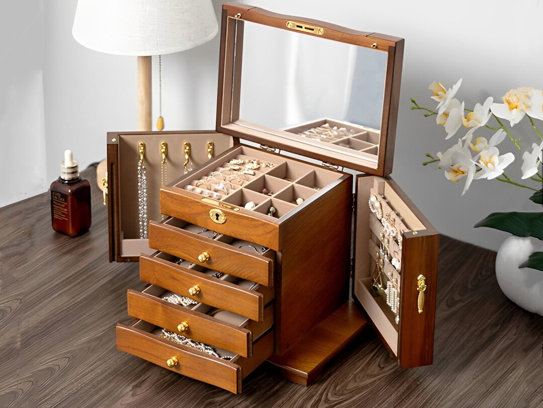 Engrave Large Wooden 5 Layer Jewelry Boxlarge Locking Jewelry - Etsy
