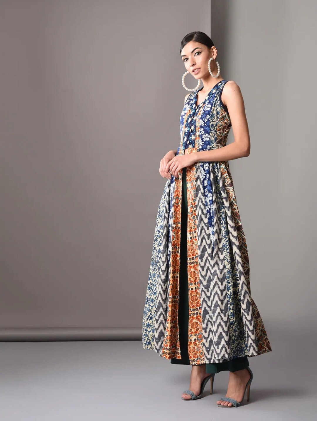 Indian Block Printed Handmade Kurtis Bollywood Party Wear Kurta Sets ...