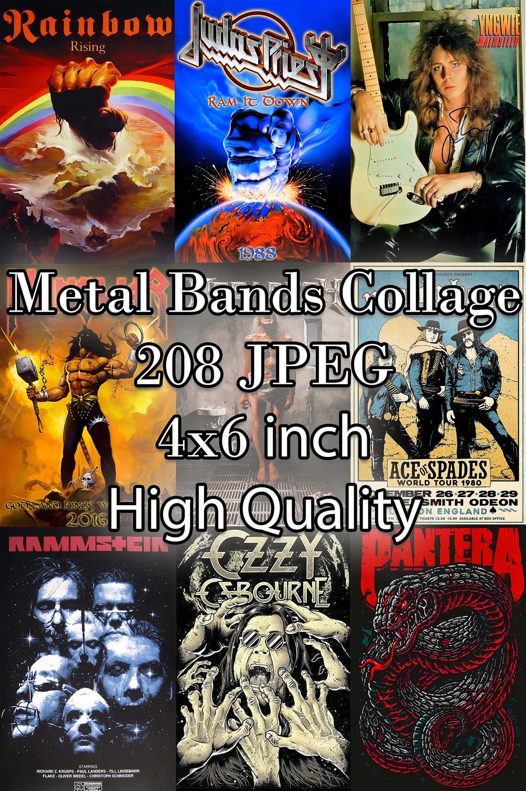 Vintage Metal Bands Collage Aesthetic Wall Collage Kit Hard Rock Band ...