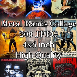 Vintage Metal Bands Collage Aesthetic Wall Collage Kit Hard Rock Band ...