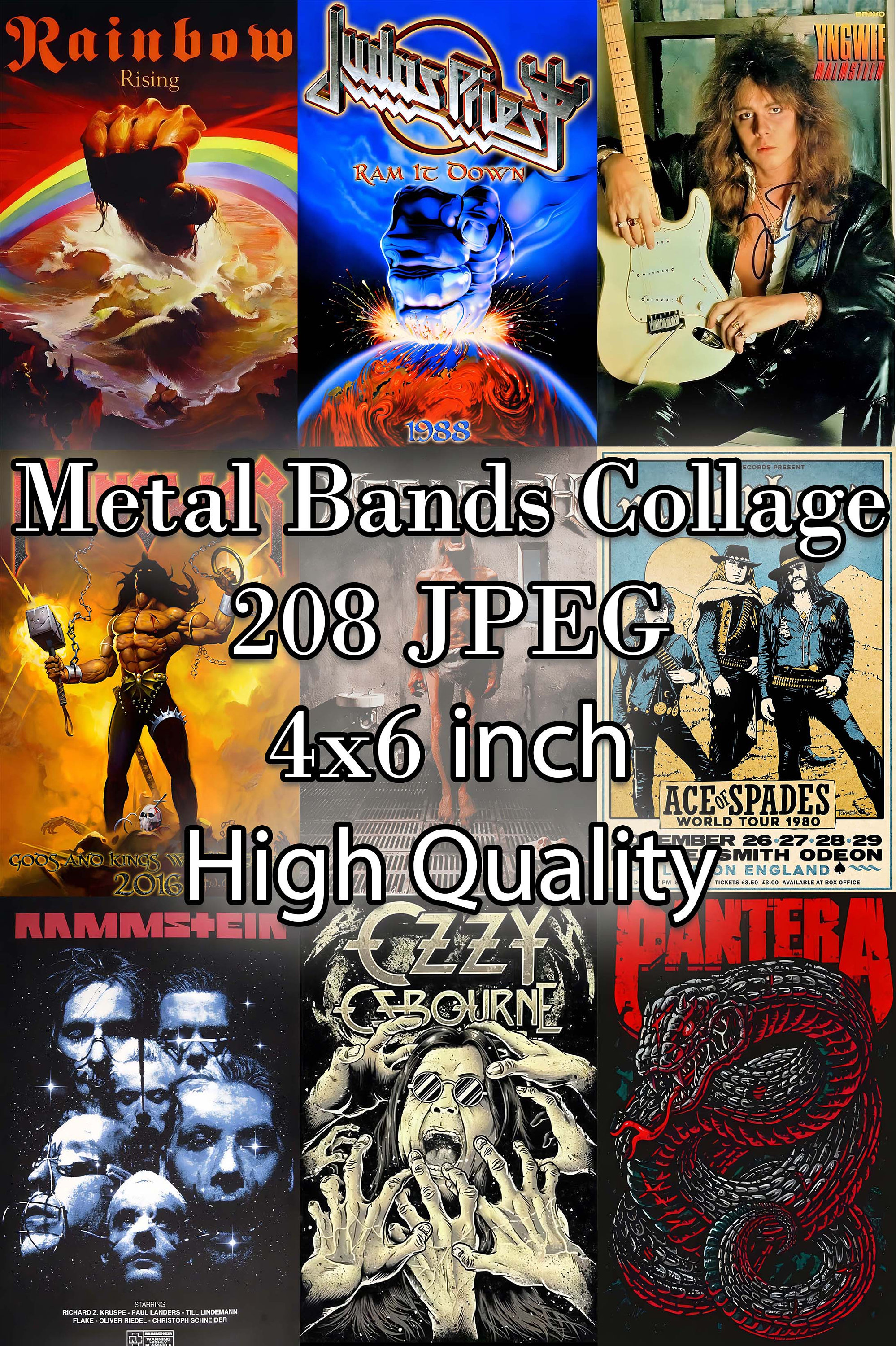 Vintage Metal Bands Collage Aesthetic Wall Collage Kit Hard Rock Band ...