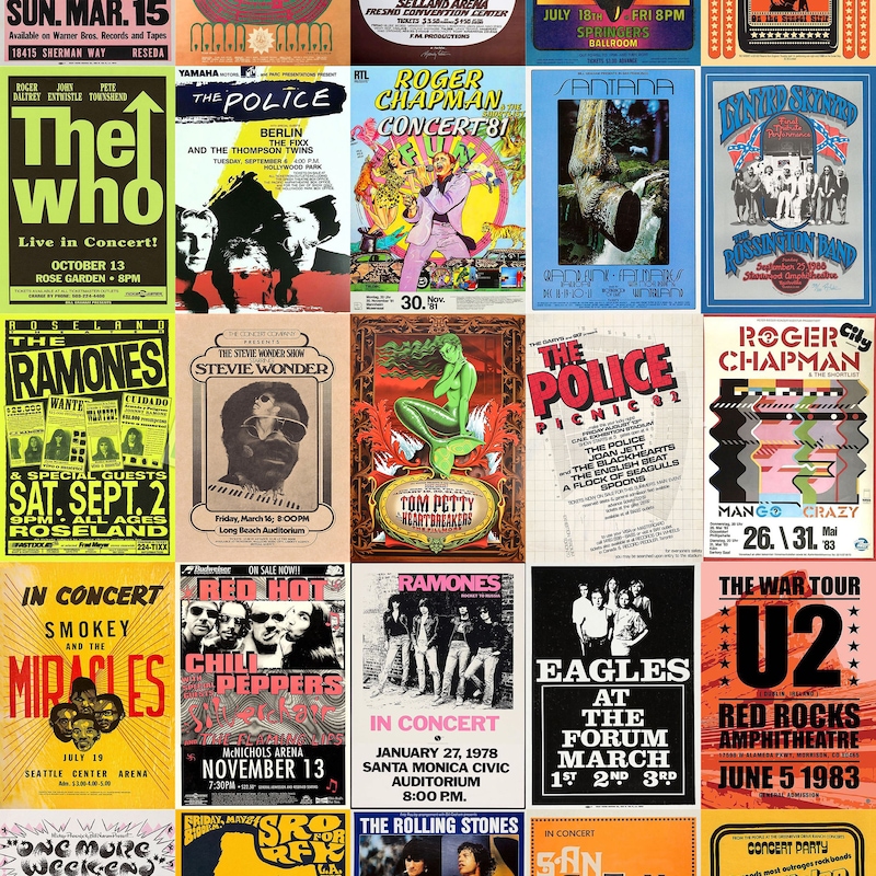 Set of Three Rock Posters - Etsy