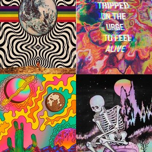 Trippy HIGH RESOLUTION Psychedelic Wall Collage Kit Indie - Etsy