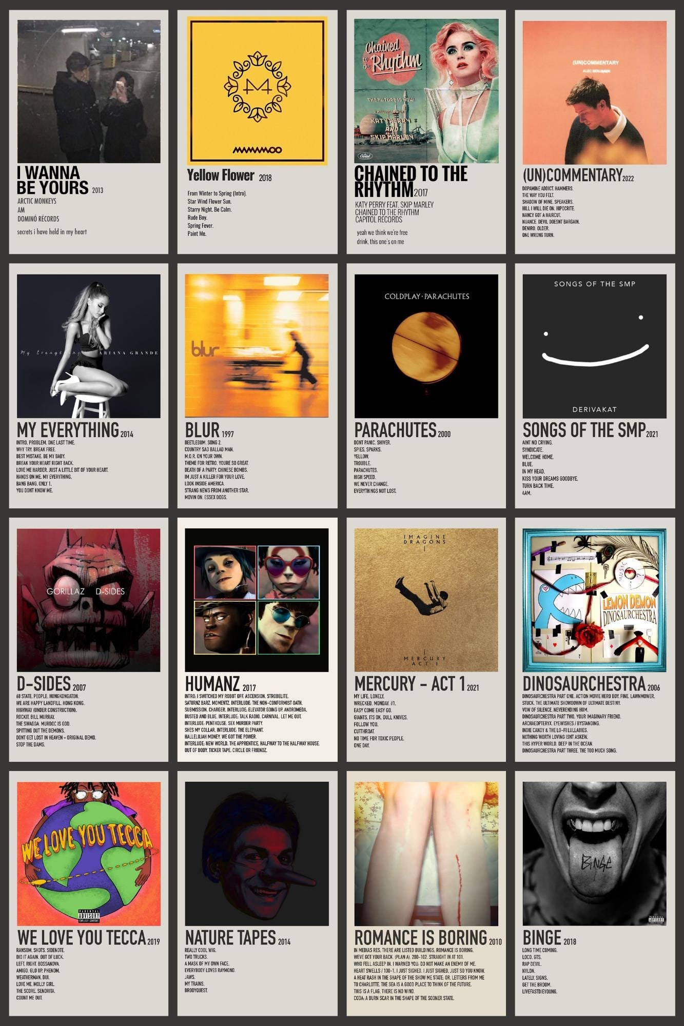 1500PCS Minimalist Album Cover Poster,digital Music Album Posters ...