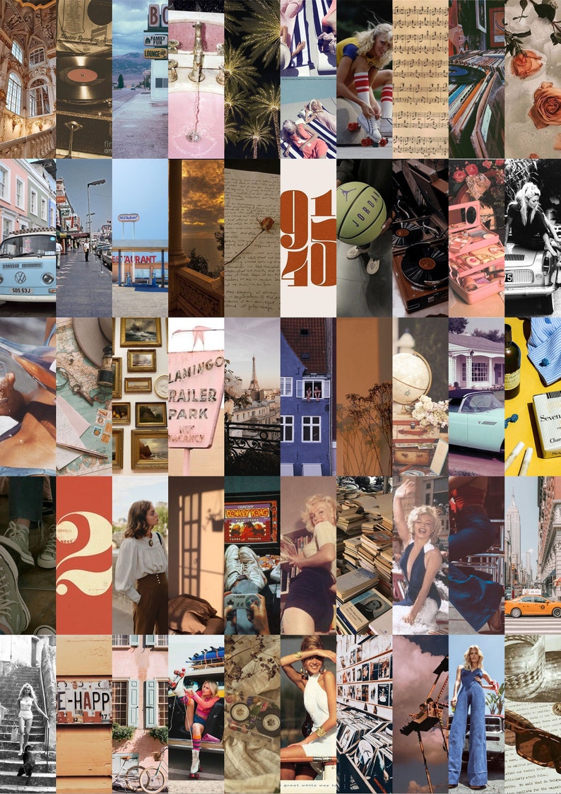 Vintage Aesthetic Wall Collage Kit Retro Wall Collage Kit Aesthetic ...