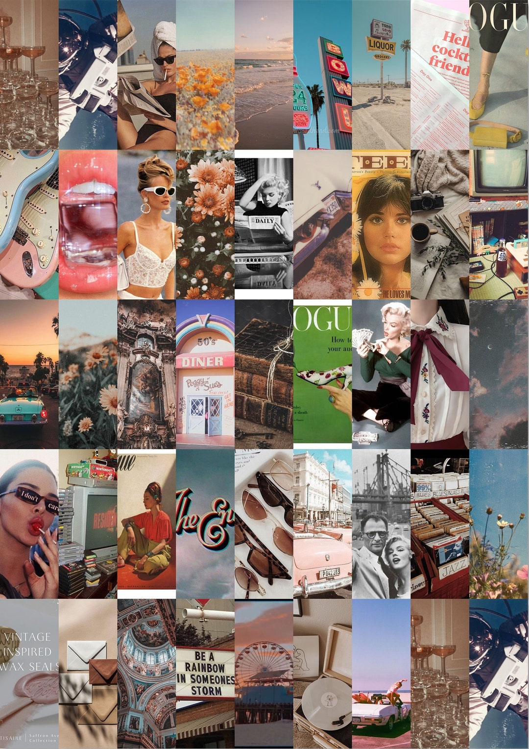 Vintage Aesthetic Wall Collage Kit Retro Wall Collage Kit Aesthetic ...