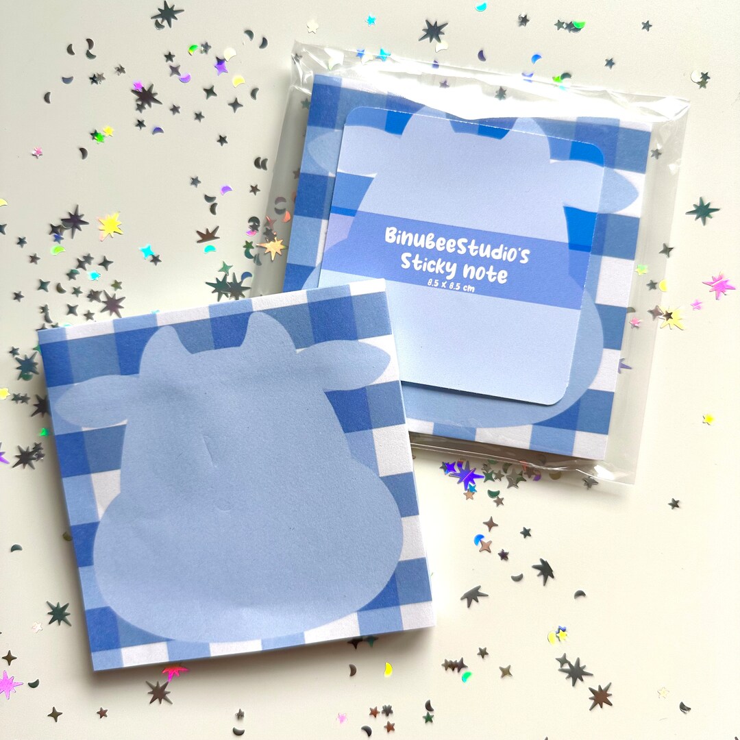 Blue Cow Sticky Notes Notepad Harvest Moon - Etsy