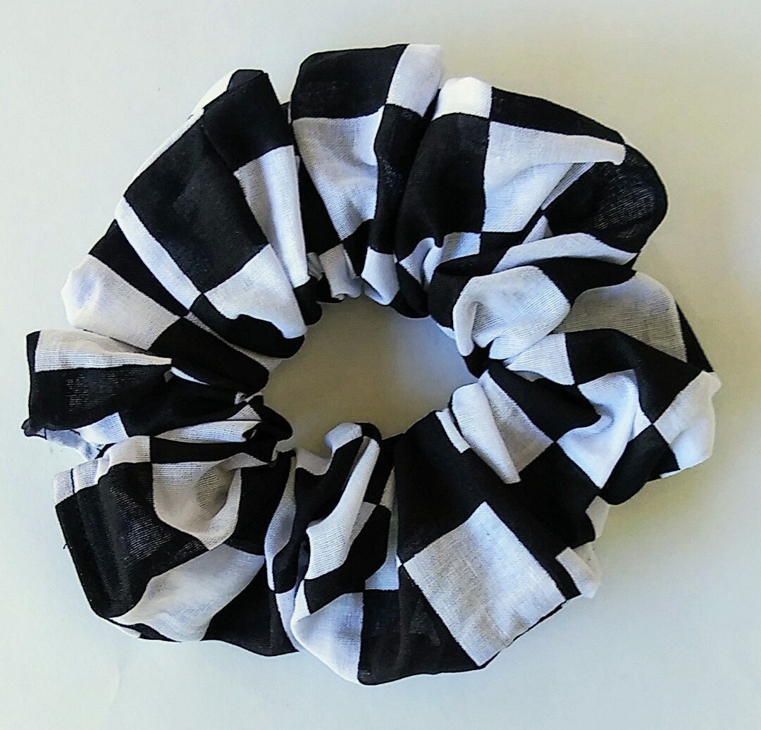 Racing Flag Scrunchie, Black and White Checker Print Scrunchie - Etsy